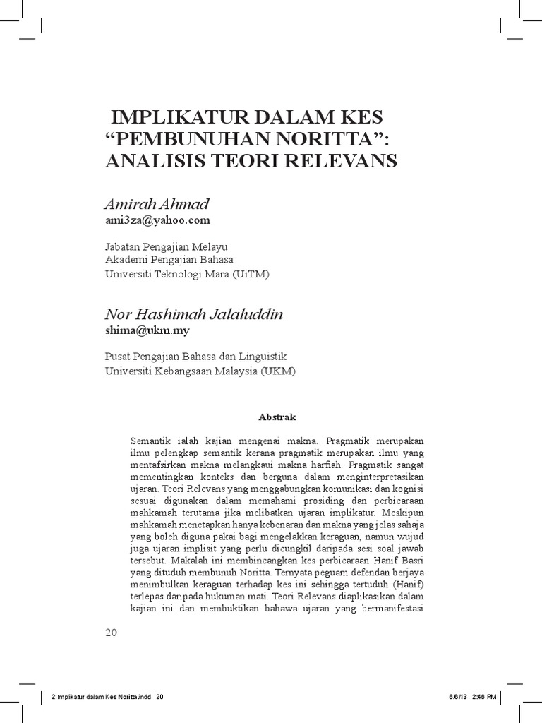 20-38 Implikatur Dalam Kes Noritta | PDF