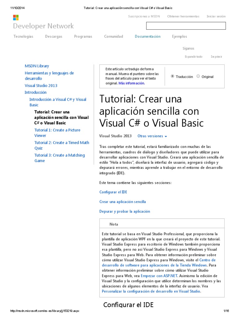 Tutorial - Crear Una Aplicación Visual C# o Visual Basic | Descargar ...
