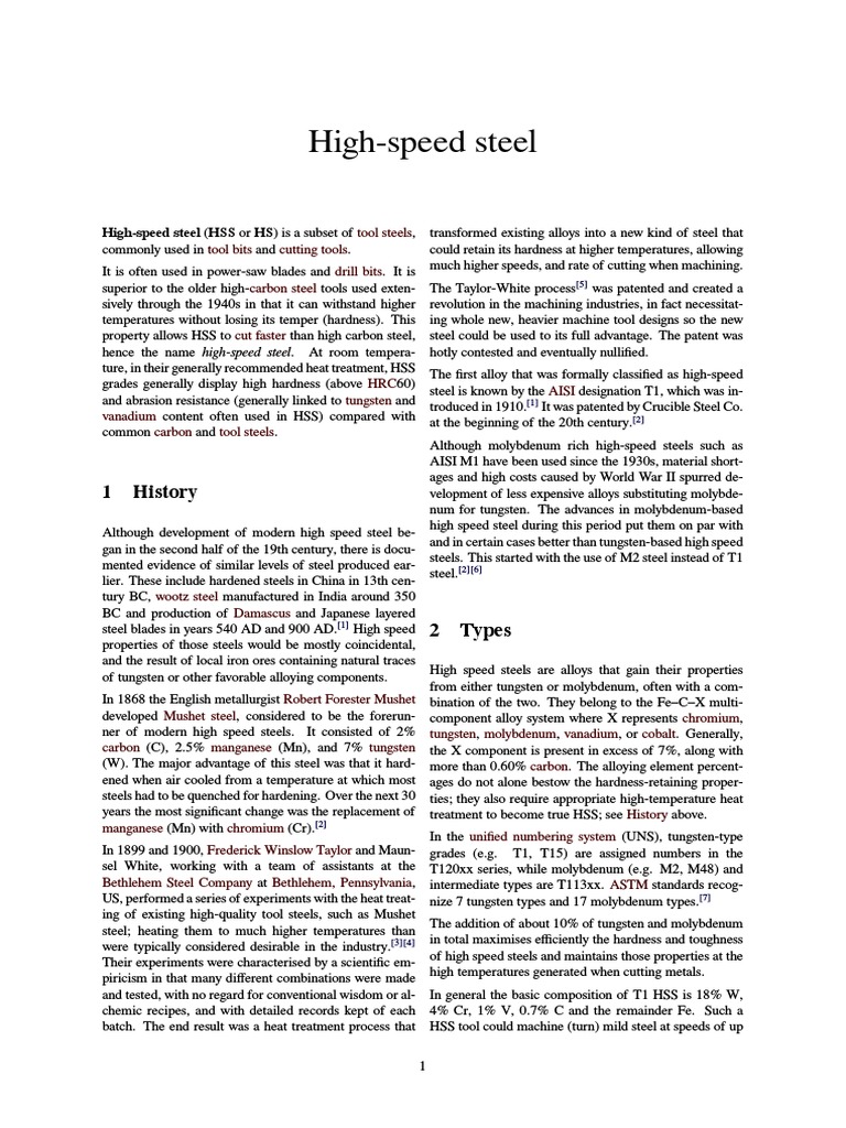 High Speed Steel | PDF | Manmade Materials | Transition Metals