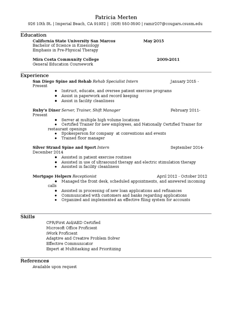 Patricia Merten Resume | PDF | Career & Growth