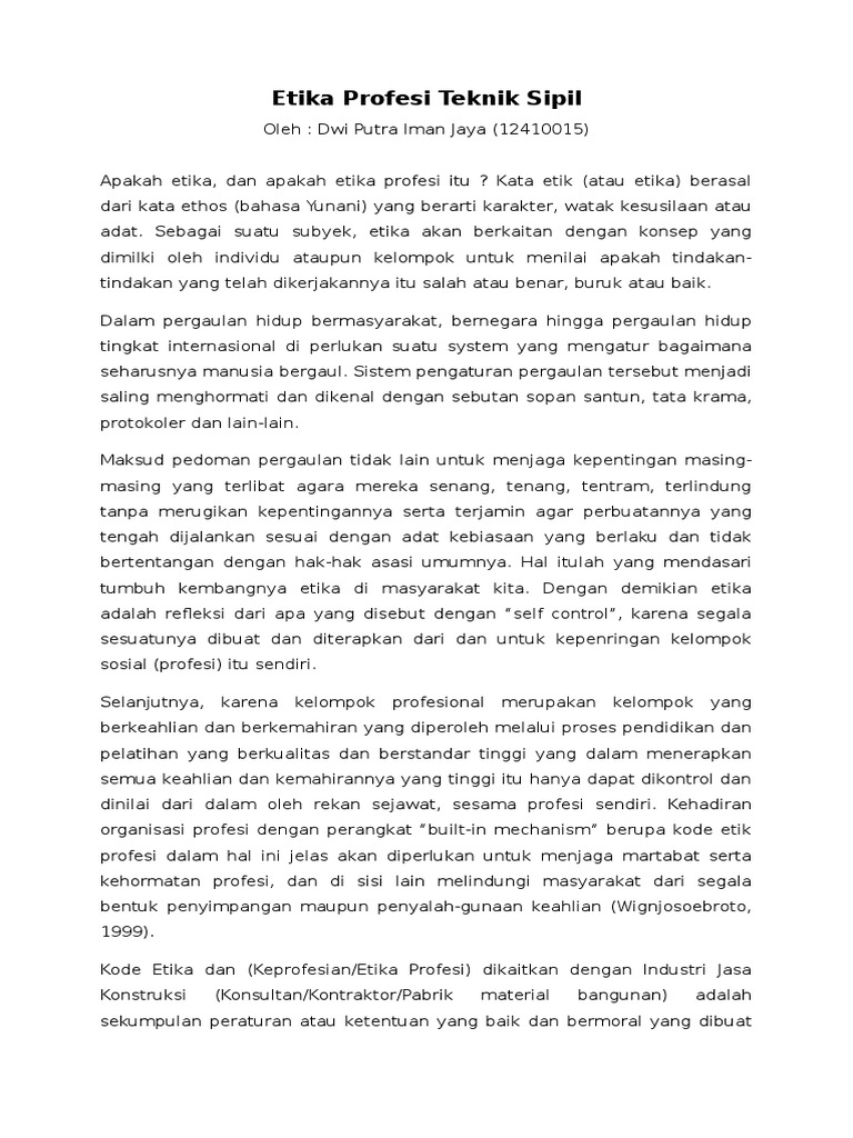 Etika Profesi Teknik Sipil | PDF