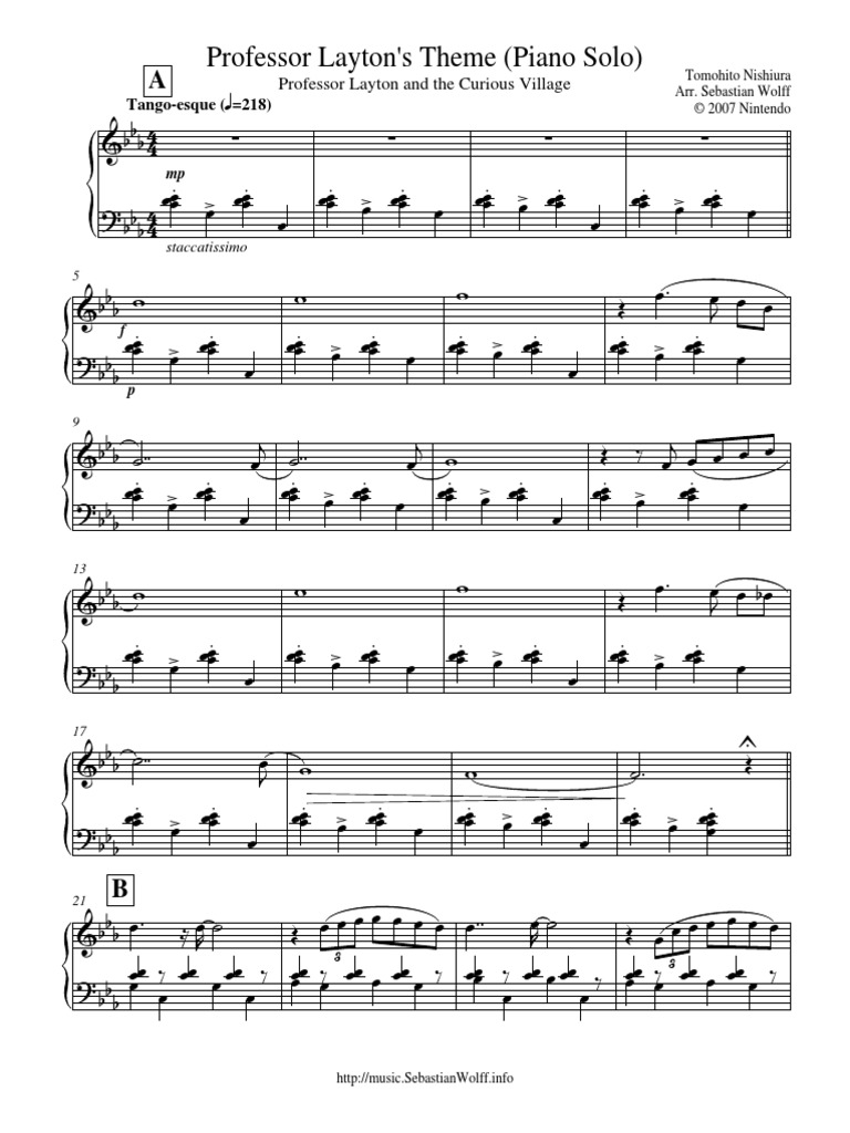 Professor Laytons Theme - Piano Solo | PDF