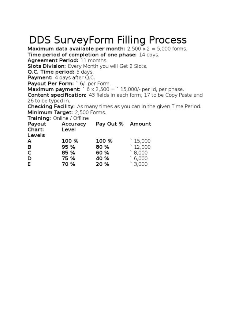 DDS Survey Form Filling Guidelines | PDF