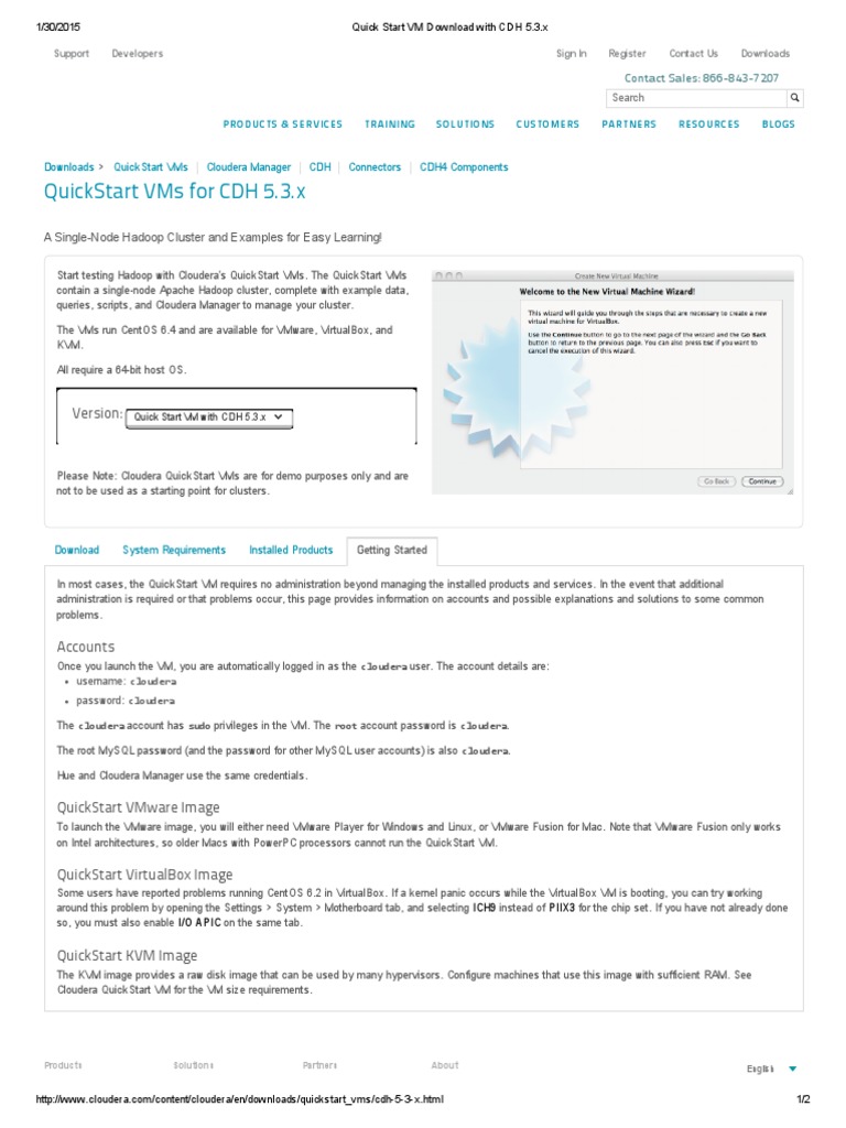 Quick Start VM Download With CDH 5.3 PDF | PDF | Virtual Machine | Superuser
