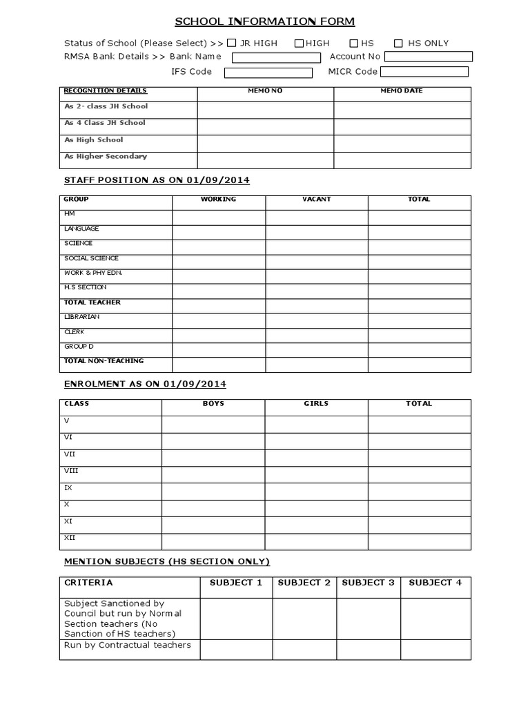 School Information Form Overview | PDF | Travel | Wellness