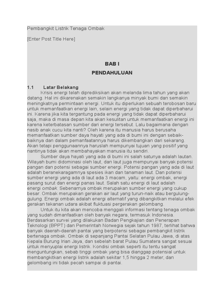 Pembangkit Listrik Tenaga Ombak | PDF