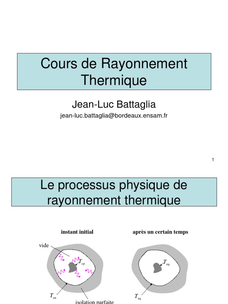 Cours de Rayonnement Thermique | PDF | Atomes | Électron