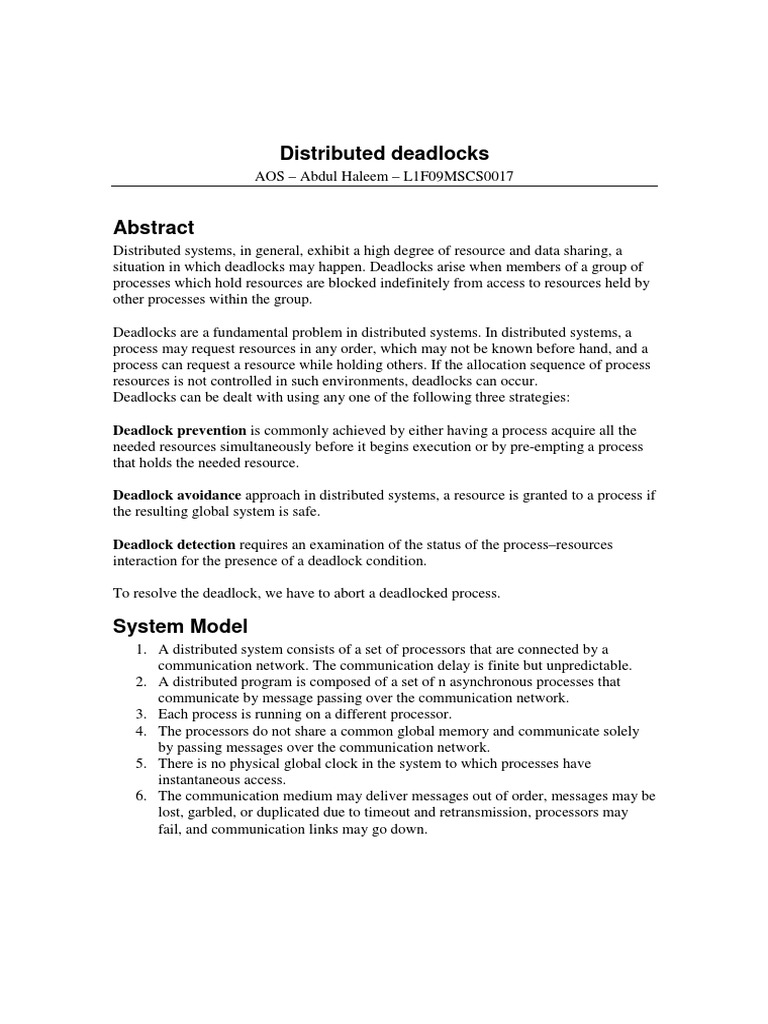 Distributed Deadlocks | PDF | Distributed Computing | Message Passing