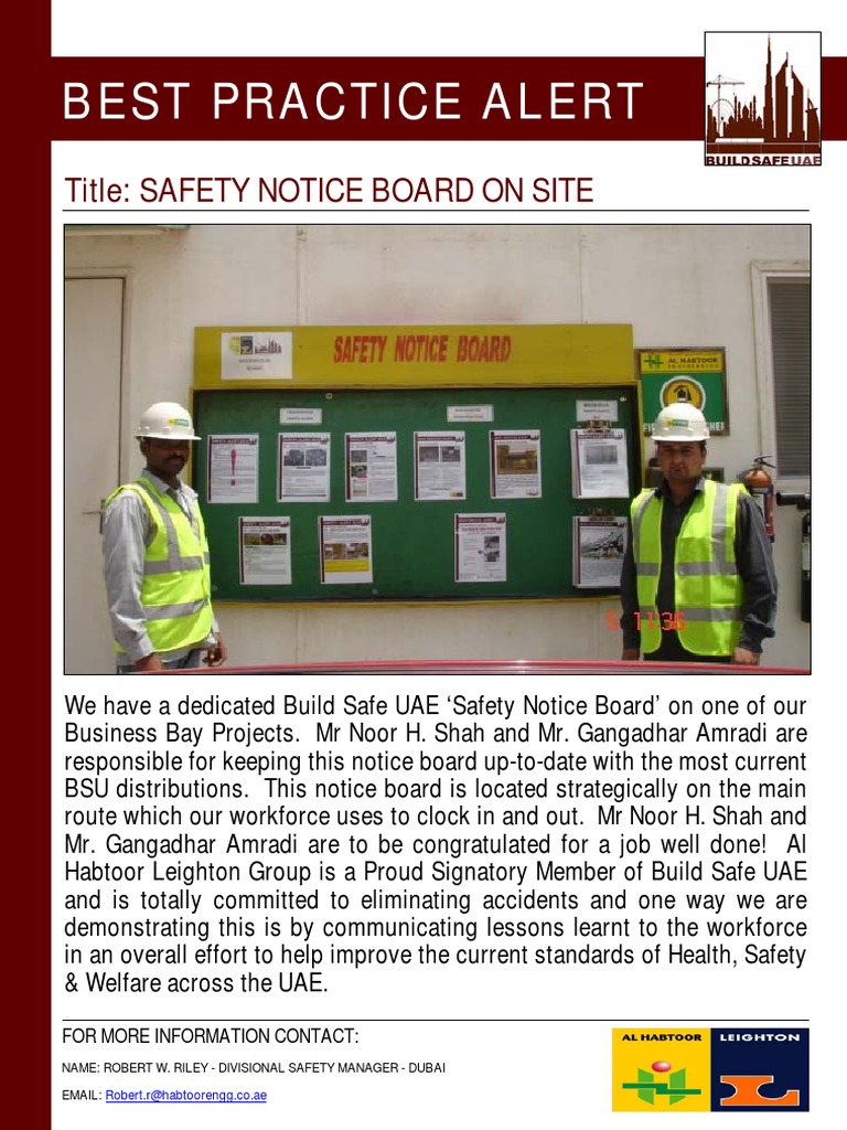 61 Bsu Best Practice Alert - Safety Notice Board On Site | PDF