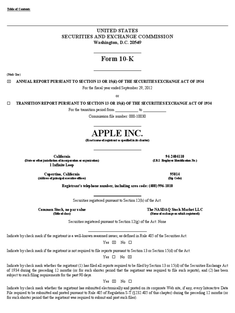 Apple Inc.: Form 10-K | PDF