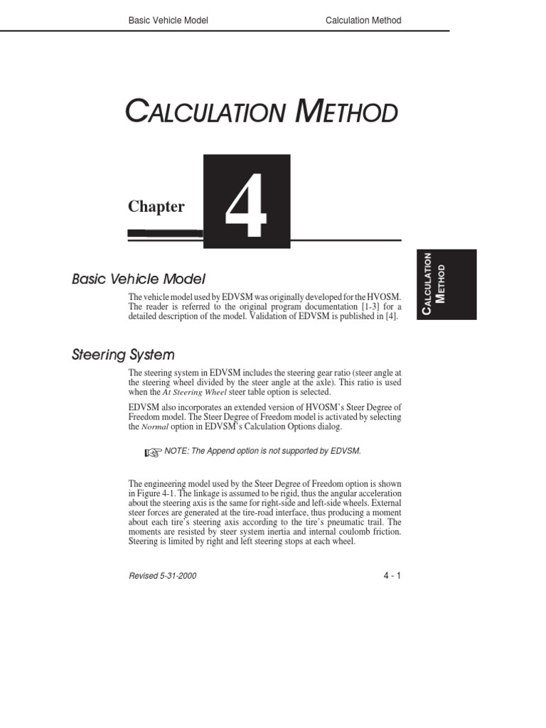 Modeling Vehicle Steering Dynamics: Calculation of Steering System ...