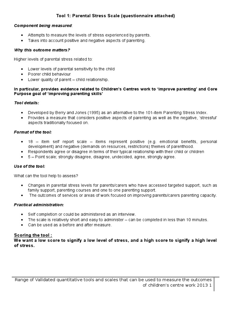 PArenting Stress Scale | PDF | Parenting | Relationships