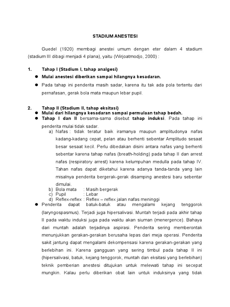 Stadium Anestesi | PDF | Kesehatan Holistik