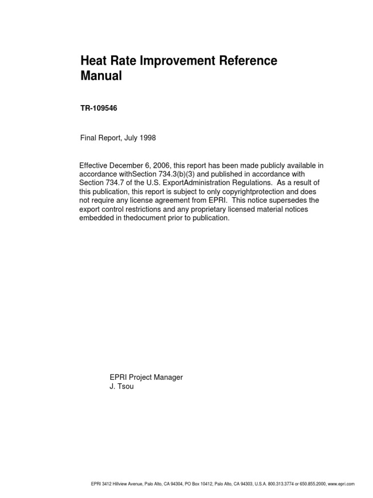 Heat Rate Improvement Reference Manual | PDF | Boiler | Steam