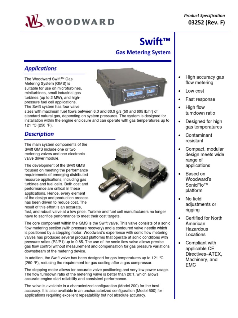 Gas Metering System-Woodward - Swift | PDF | Gas Turbine | Valve