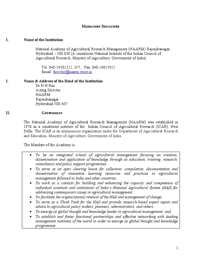 Mandatory Disclosure | PDF | Academic Term | University And College ...