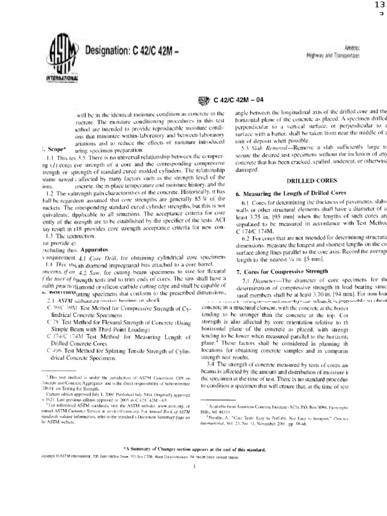 Astm C42-13 | PDF