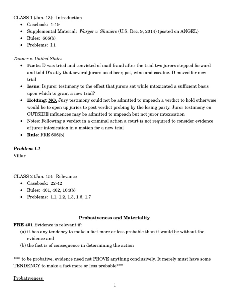 Evidence Outline | PDF | Witness Impeachment | Evidence (Law)