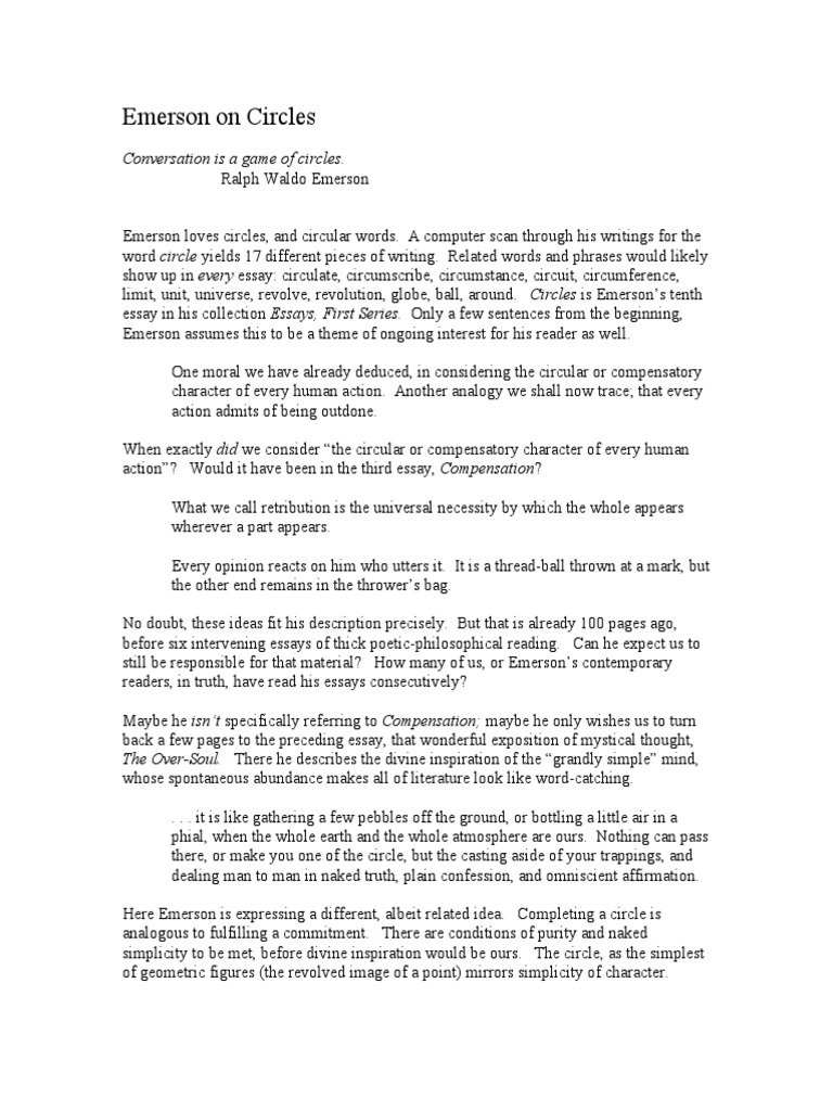 09 Emerson Circles | PDF | Ralph Waldo Emerson | Essays