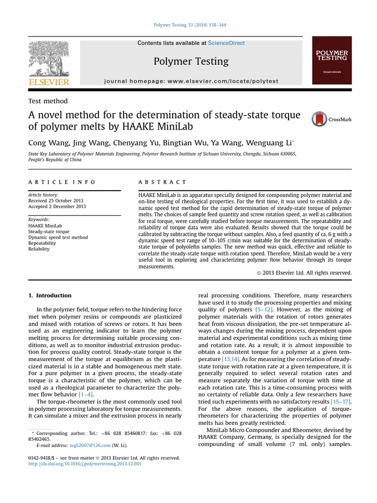 Haake Mixer | PDF | Nanocomposite | Rheology