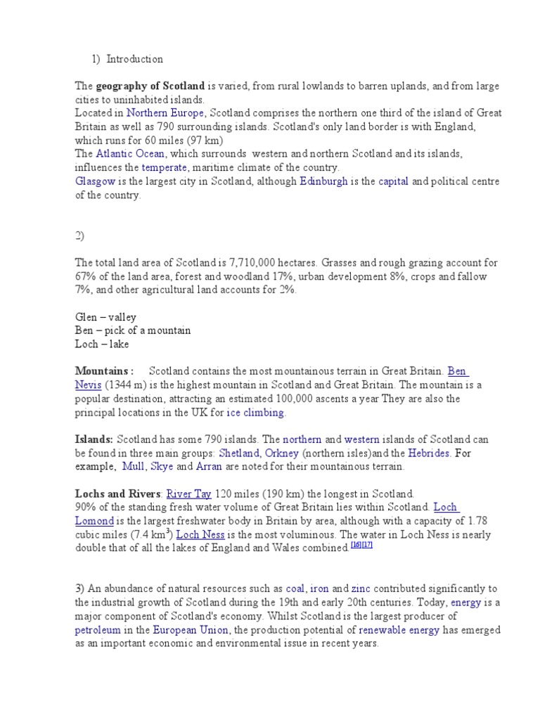 Geography and Resources of Scotland | PDF | Travel