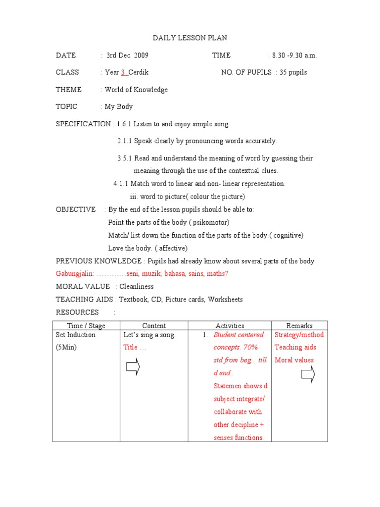 Contoh Lesson Plan - Bank2home.com