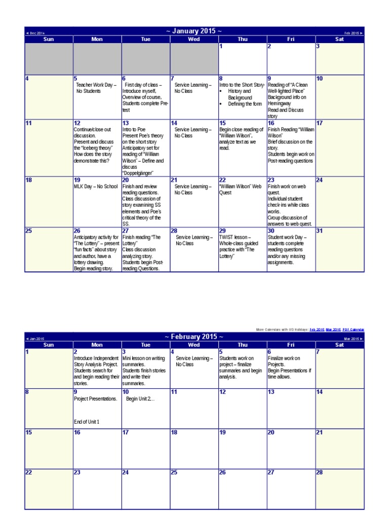 Unit Calendar | PDF | Education Theory | Pedagogy