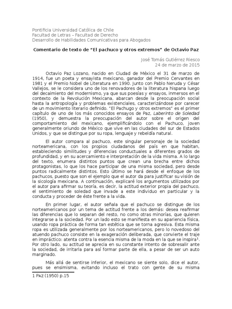 Comentario de "El Pachuco y Otros Extremos" | PDF | México | Science