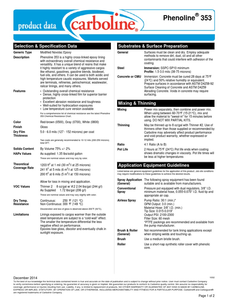 Phenoline 353 PDS | Download Free PDF | Epoxy | Humidity