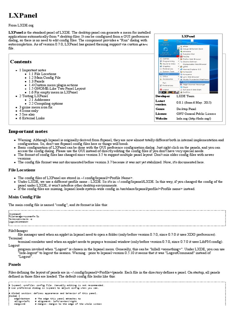LXPanel - LXDE | PDF | Icon (Computing) | System Software