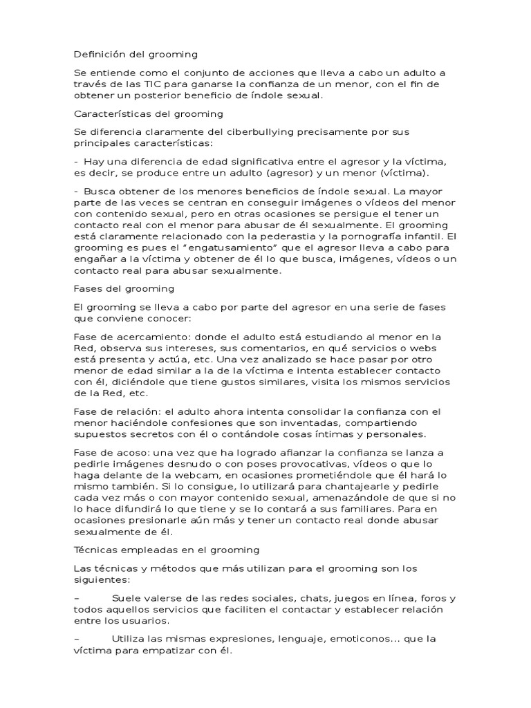 Definición Del Grooming Organizadores Gráficos | PDF | Abuso Sexual ...