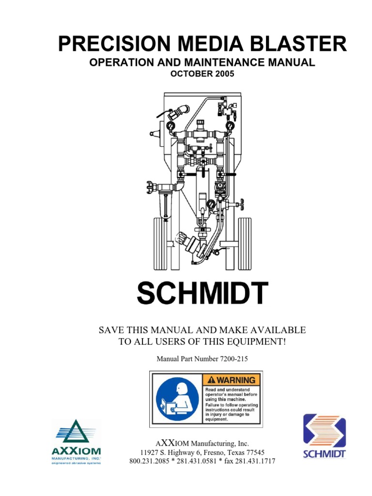 Precision Media Blaster: Operation and Maintenance Manual | PDF | Valve ...