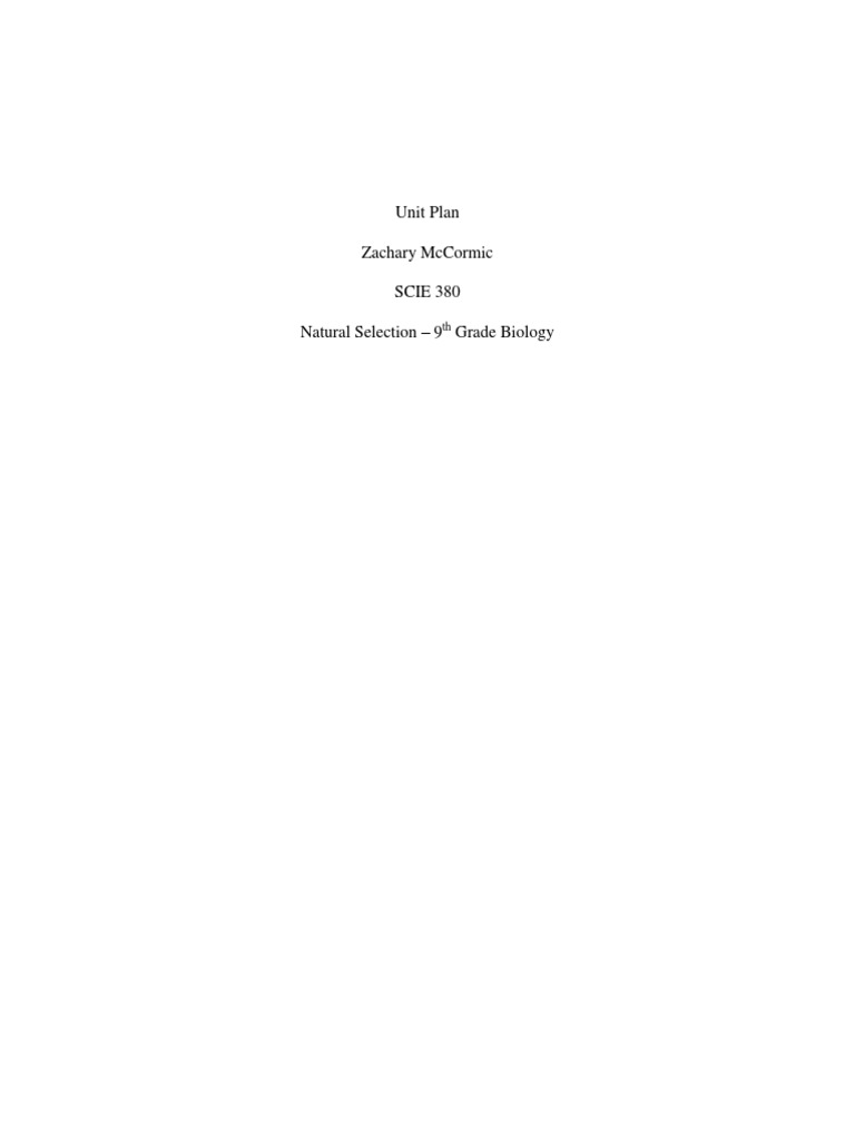 9th Grade Natural Selection Unit Plan | PDF | Natural Selection | Zygosity