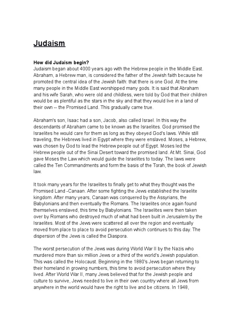 Judaism: How Did Judaism Begin? | PDF | Israelites | Jews