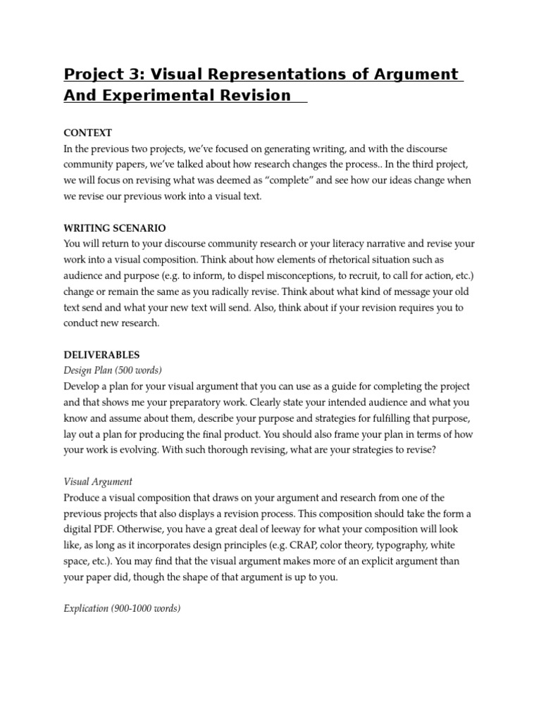Project 3: Visual Representations of Argument and Experimental Revision ...
