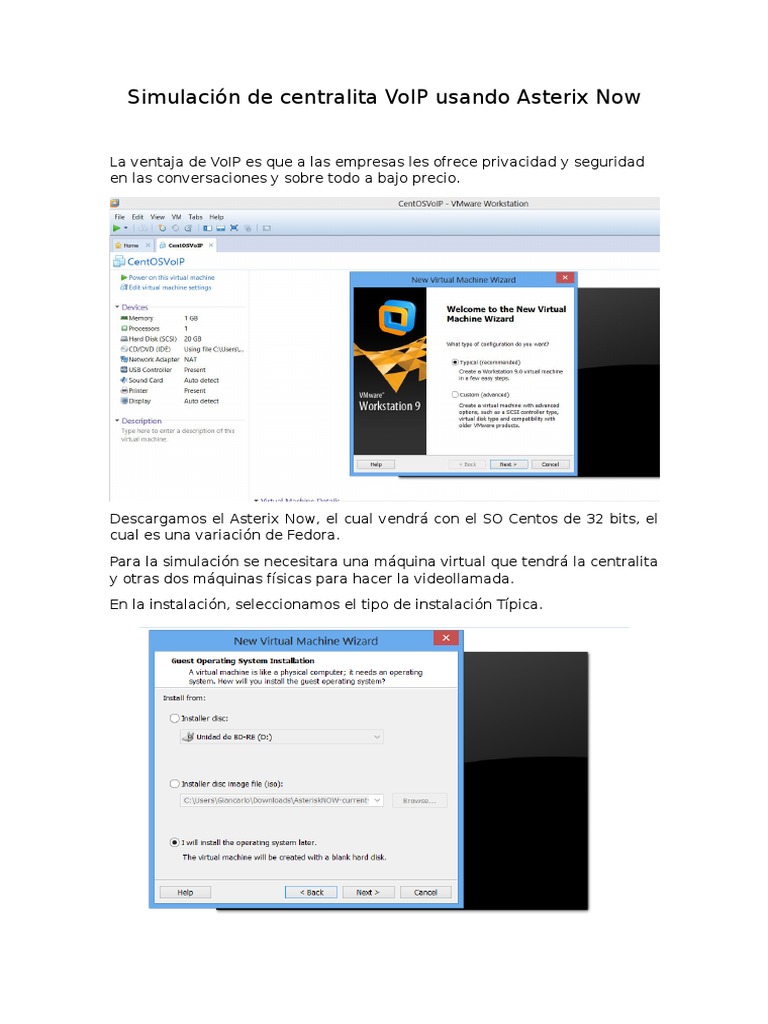 Simulación de Centralita VoIP Usando Asterix Now | PDF | Voz sobre IP ...