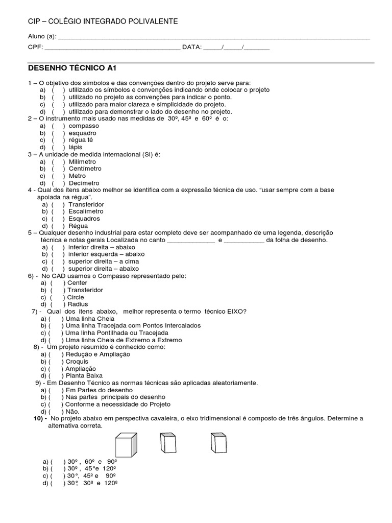 Prova Desenho Técnico | PDF