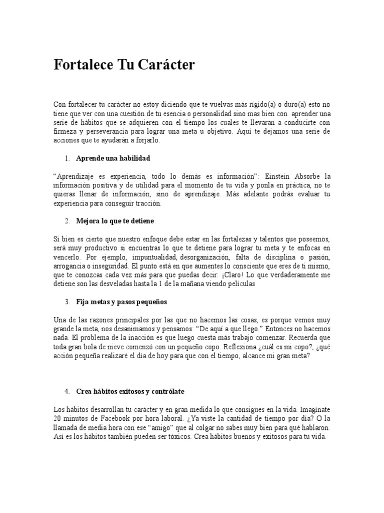 Fortalece Tu Carácter y Aprende Hábitos | PDF | Ejercicio físico ...