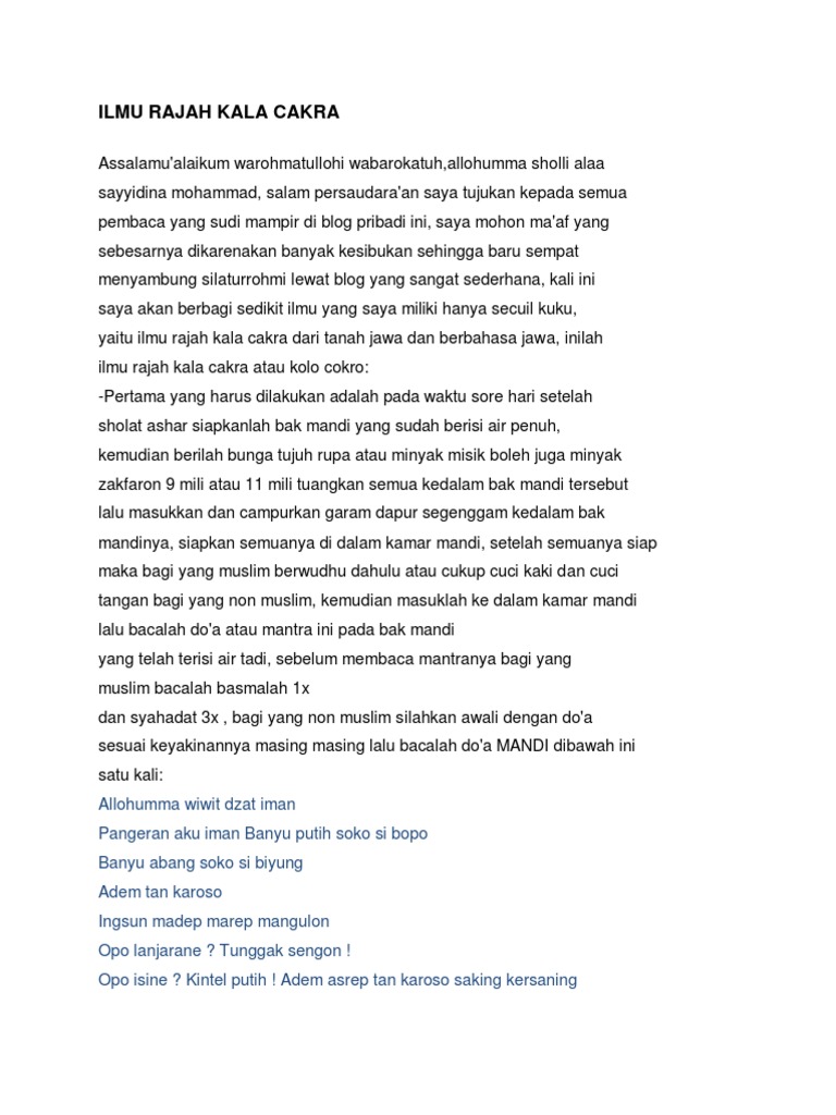 Ilmu Rajah Kala Cakra PDF | PDF