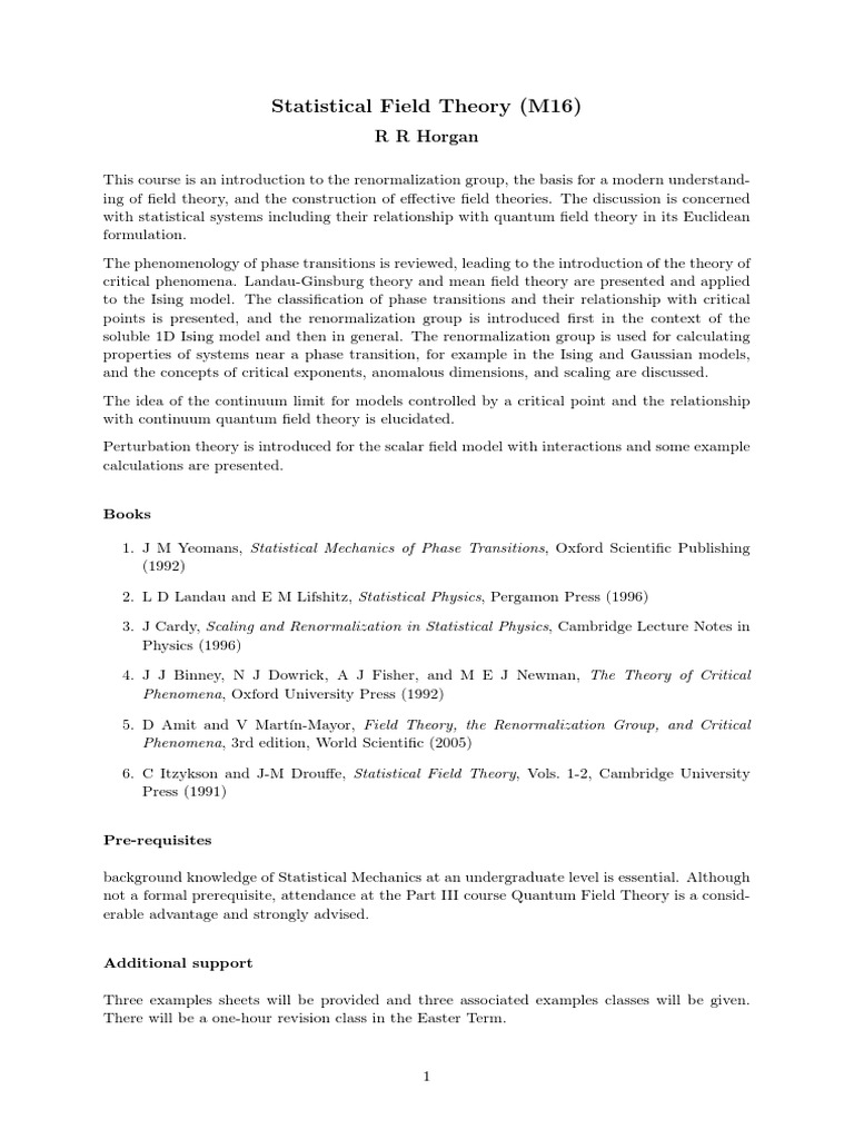 Introduction to Statistical Field Theory | PDF