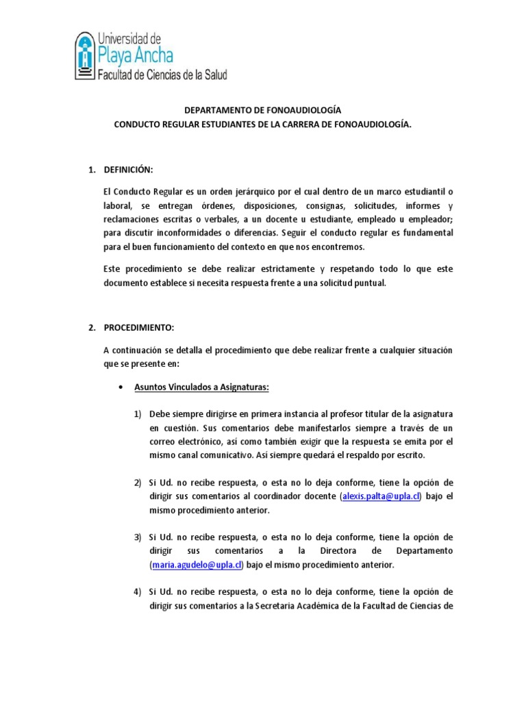 Conducto Regular | PDF | Patología del habla y Lenguaje | Maestros