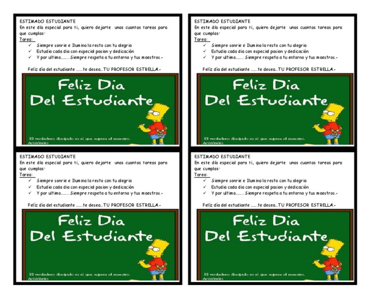Tarjetas para Dia Del Estudiante | PDF
