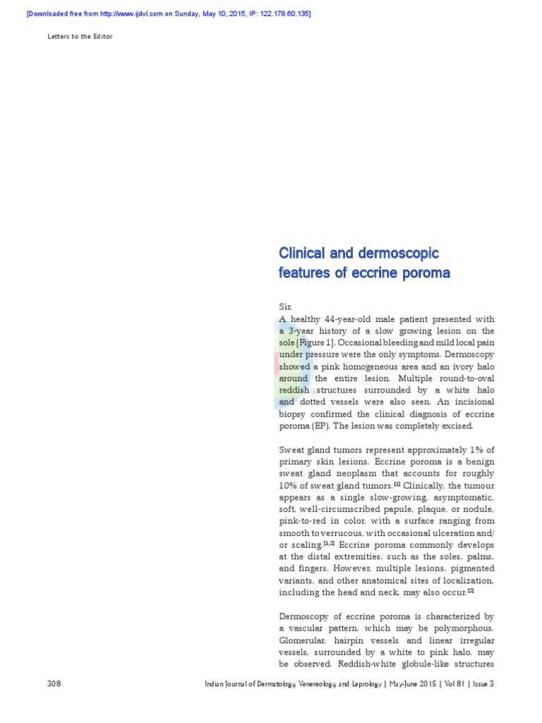 Eccrine Poroma | PDF | Neoplasms | Scar