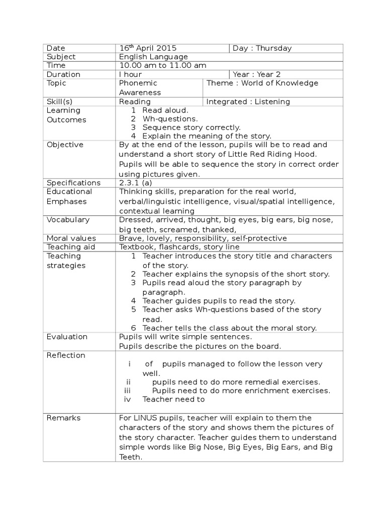 Lesson Plan Year 2 | Vocabulary | Teachers | Free 30-day Trial | Scribd