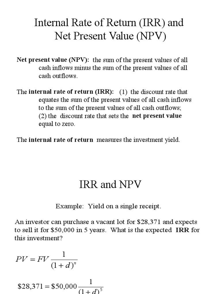IRR and NPV | PDF | Net Present Value | Internal Rate Of Return