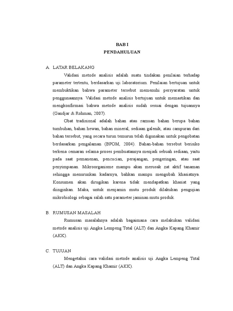 Validasi Metode Analisis Mikrobiologi Uji ALT dan AKK | PDF
