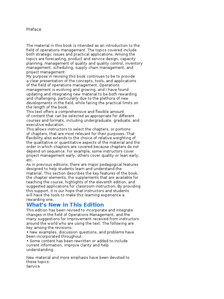 Preface: What's New in This Edition | PDF | Operations Management ...