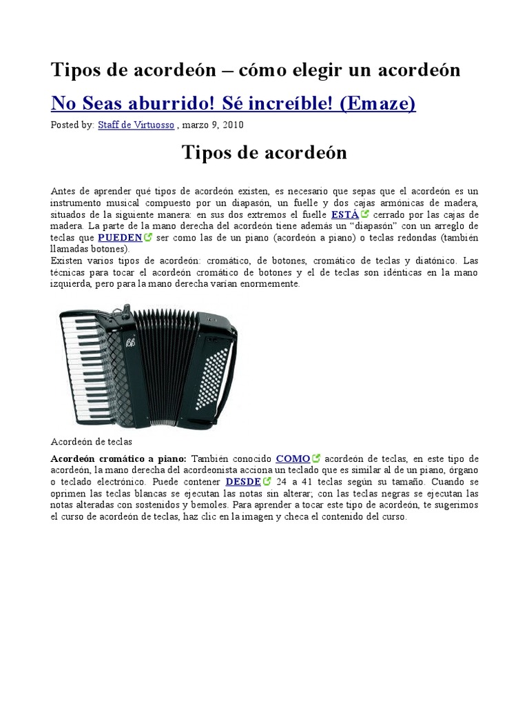 Tipos de Acordeon | PDF | Acordeón | Teoría musical
