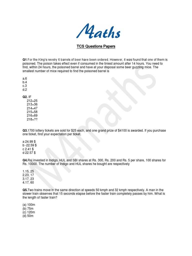 TCS Questions Papers | PDF | Teaching Mathematics