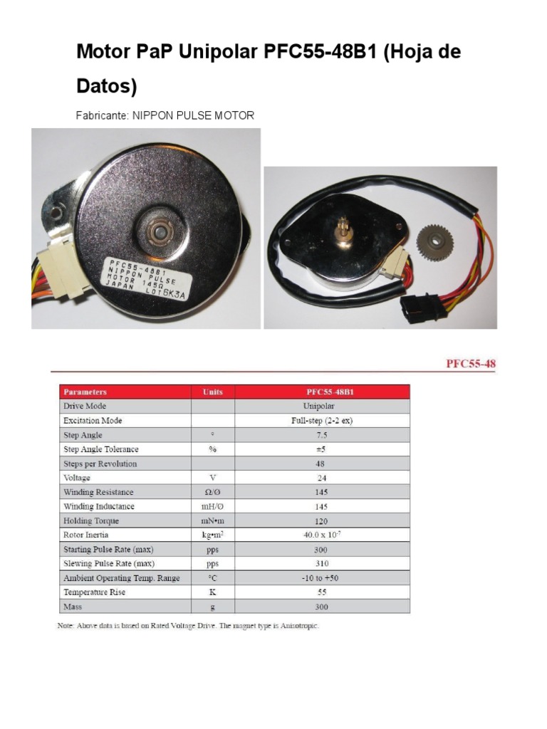 Motor PaP Unipolar PFC55-48B1: Especificaciones y Detalles | PDF ...